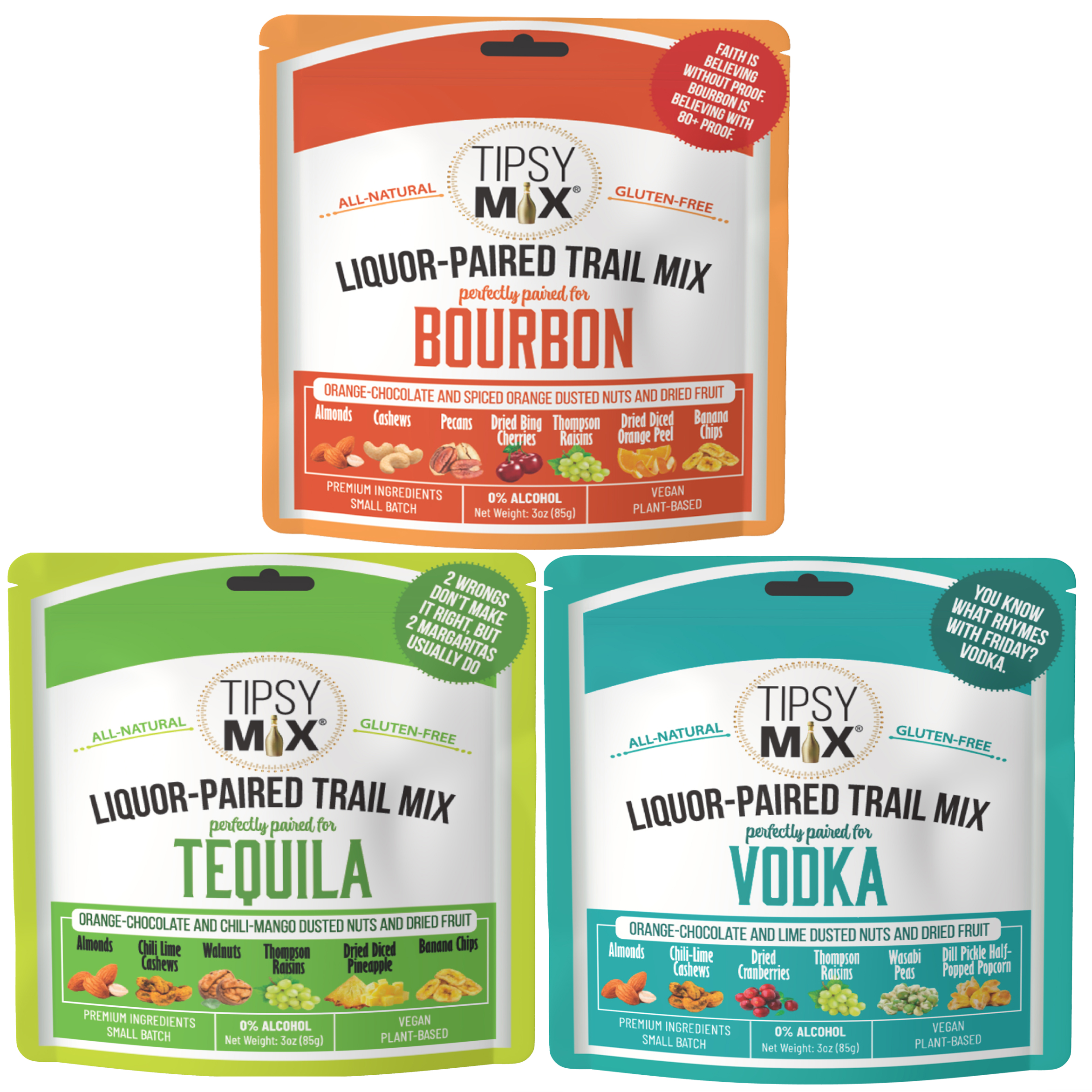Trail Mix Liquor Pairing Sampler (Set of 3) - Tipsy Mix